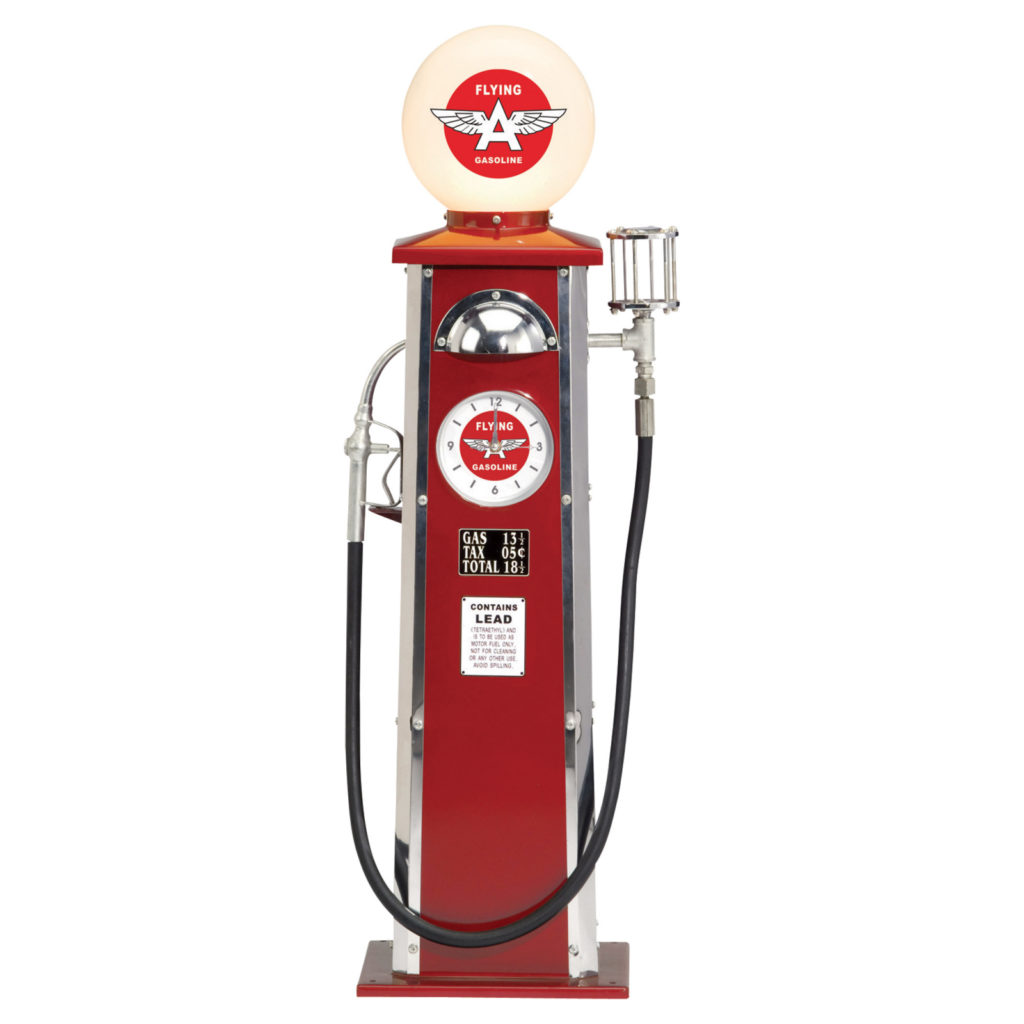Flying A Red Retro Gas Pump with Clock – ManCave Goodies